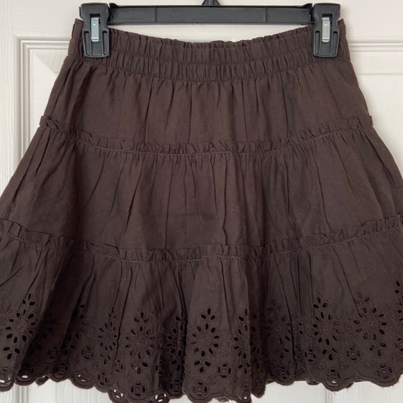 GAP | Skirts | Nwt Gap Dark Brown Eyelet Mini Flowy Ruffle Skater Circle Skirt | Poshmark
